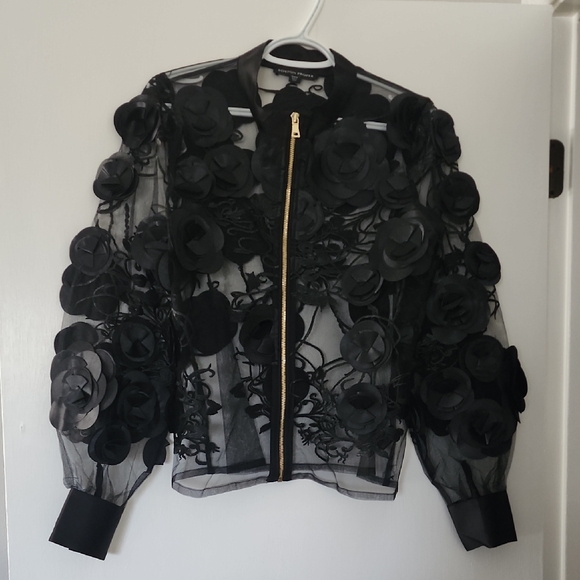 Boston Proper | Jackets & Coats | Boston Proper Black Sheer Floral ...